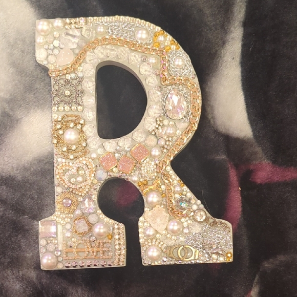 Art | Decorative Letter R With Pearls And Gems | Poshmark